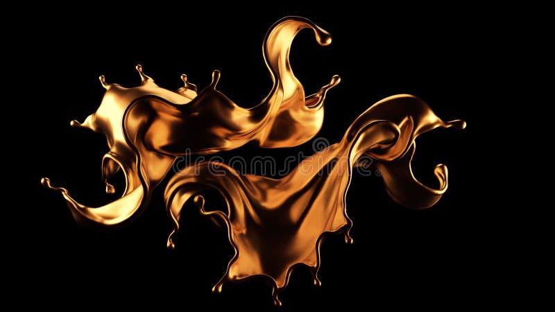 Luxury Beautiful Gold Splash. 3d Illustration, 3d Rendering Stock ...