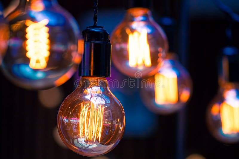 Luxury Beautiful Retro Edison Light Lamps Stock Photo - Image of ...