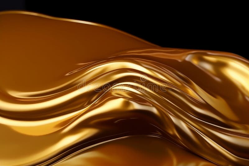 Luxury Beautiful Splash of Gold Flow. 3d Illustration, 3d Rendering ...