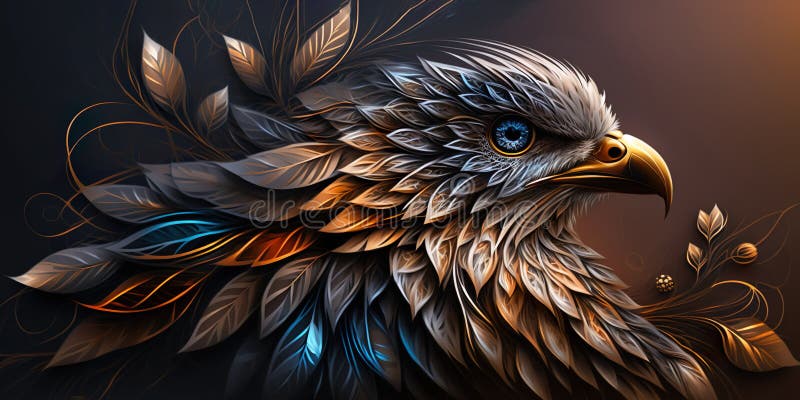 Luxury Beautifull Eagle Abstract. Panorama Digital Art Illustrations ...
