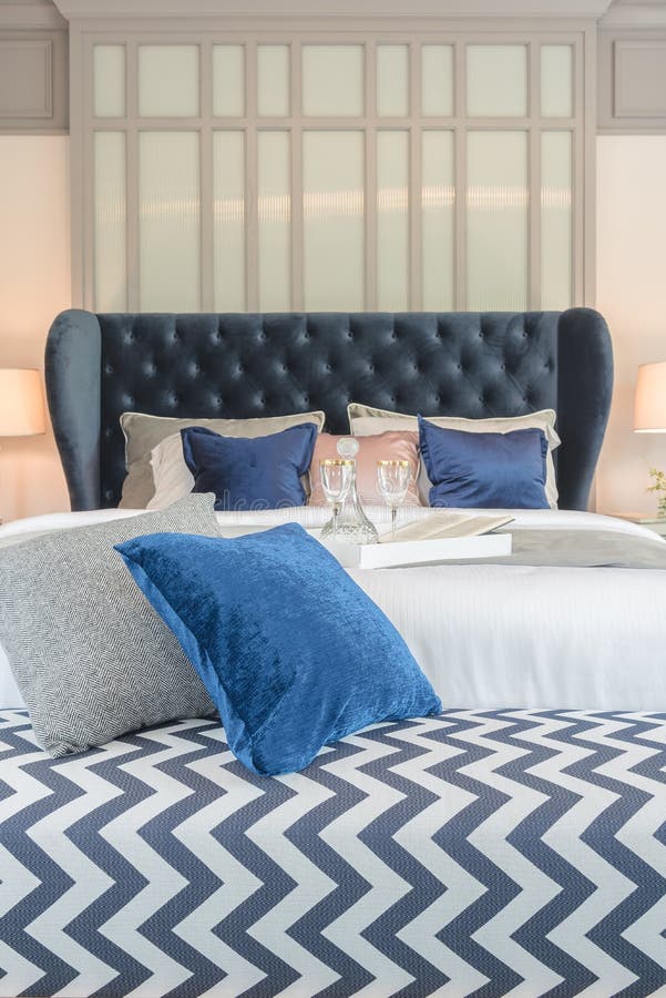 Luxury Bedroom with Classic Bed Style Stock Image - Image of rest ...