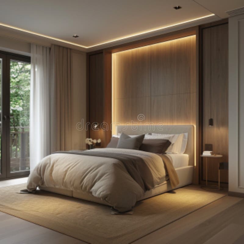 Luxury Bedroom Designed with a Focus on Tranquility and Comfort Stock ...