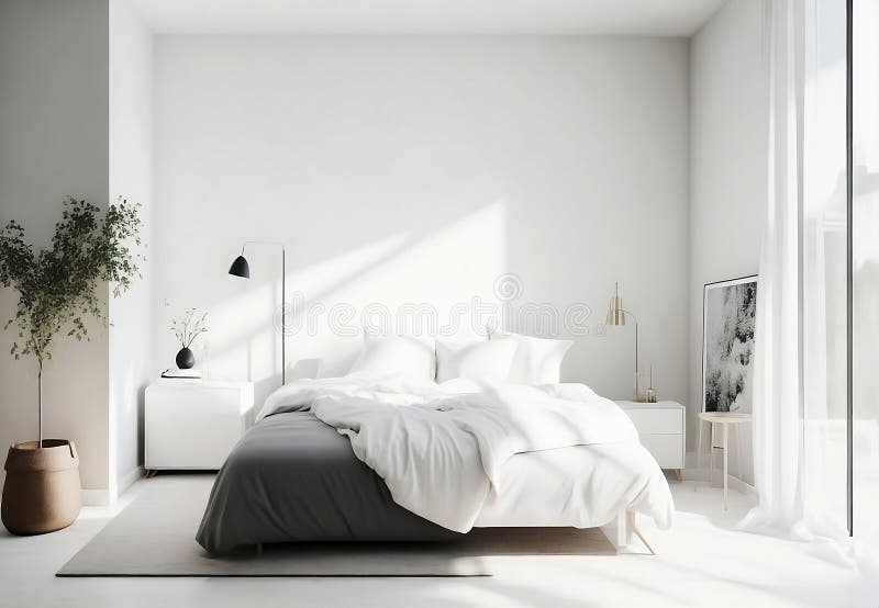 Luxury Bedroom Interior with Bedding Sheet Dark Tone and Modern Style ...