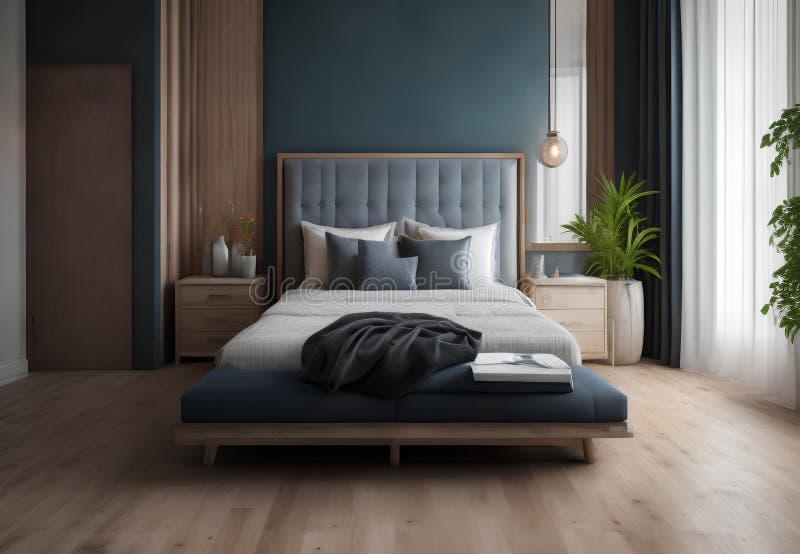 Luxury Bedroom Interior with Bedding Sheet Dark Tone and Modern Style ...