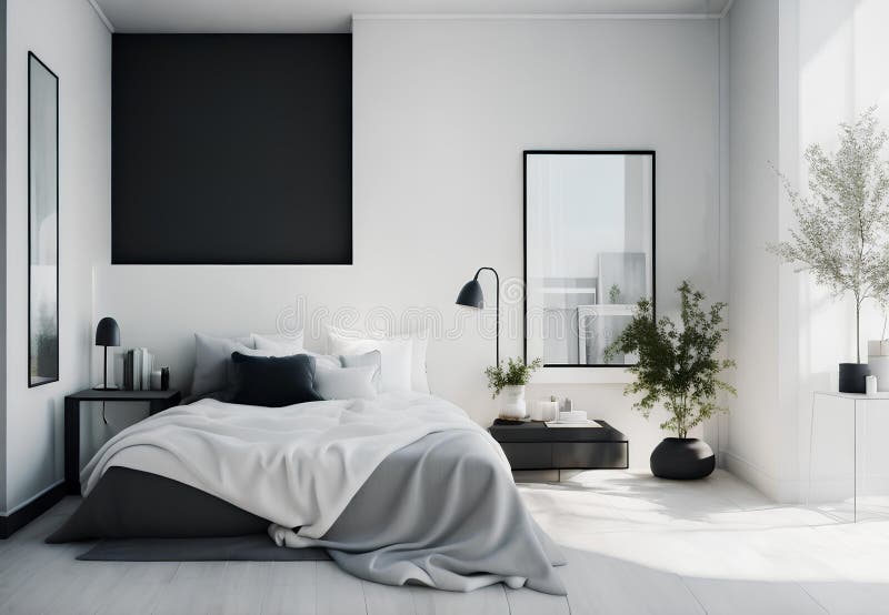 Luxury Bedroom Interior with Bedding Sheet Dark Tone and Modern Style ...