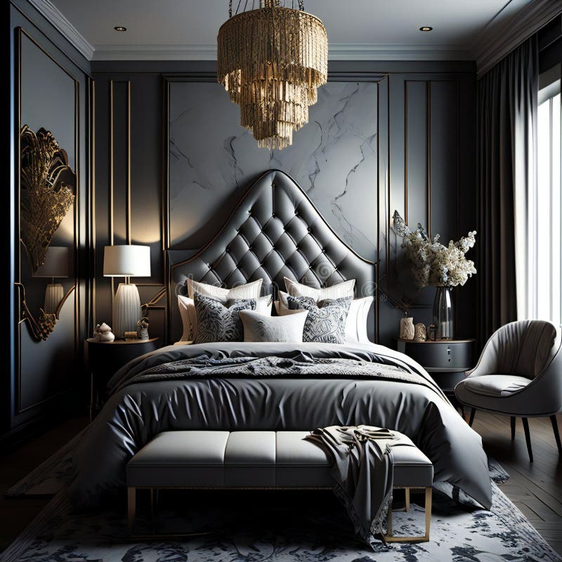 Luxury Bedroom Interior in Classic Style. Generative Ai Stock ...