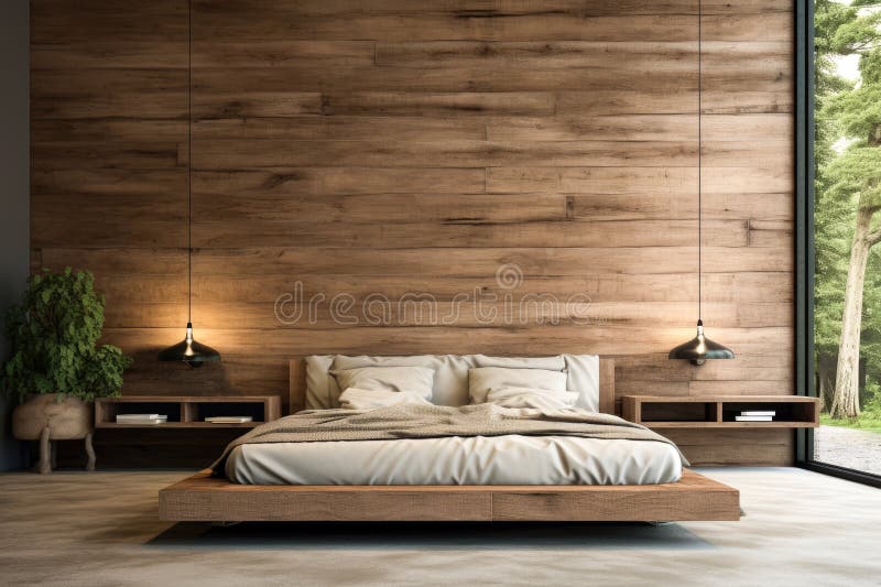 Luxury Bedroom Interior with Large Bed Stock Illustration ...