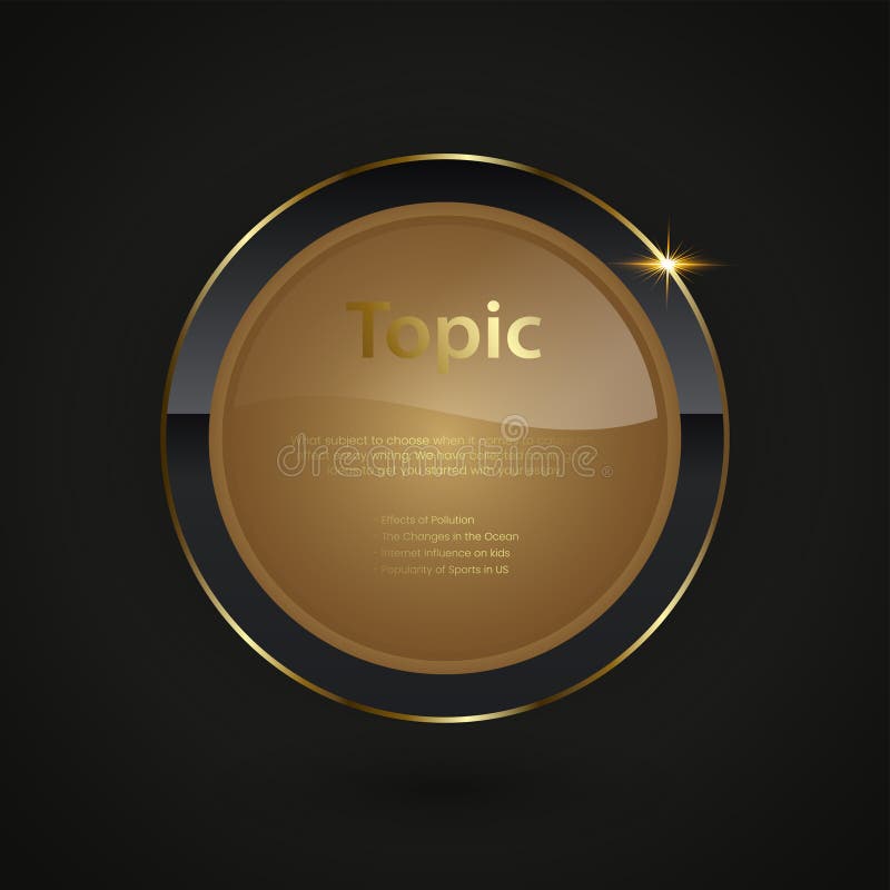 A Luxury Black Circle Button with Golden Frame Vector Illustration, a ...