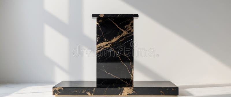 Luxury Black Gold Marble Platform Display Stand Background Stock Image ...
