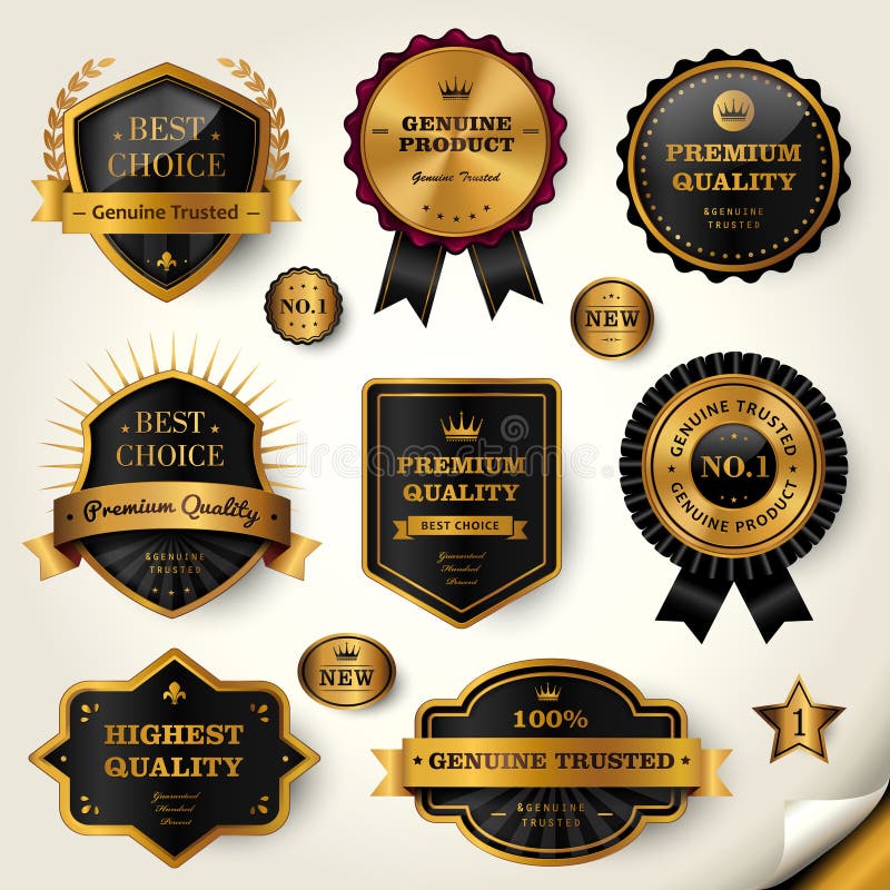 Luxury black labels set stock illustration. Illustration of golden ...