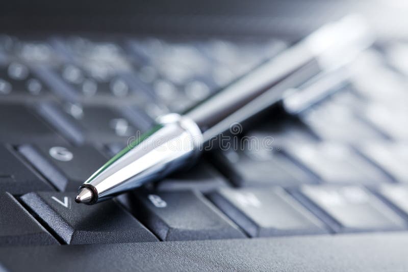 Luxury Black Pen on Computer Keyboard Stock Photo - Image of business ...