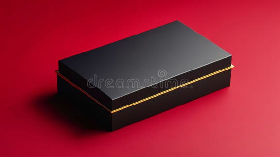 Luxury Black Rectangular Box Mockup with Gold Embossed Logo on Deep Red Gradient Backdrop Stock ...