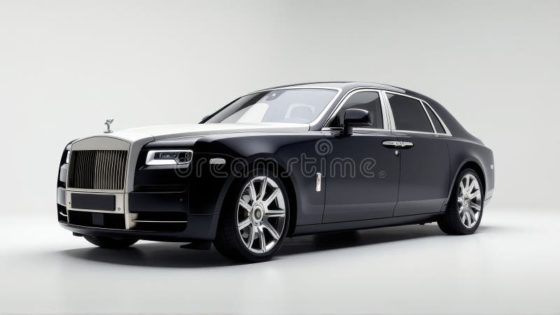 Luxury Black Rolls-Royce on White Background Stock Illustration ...