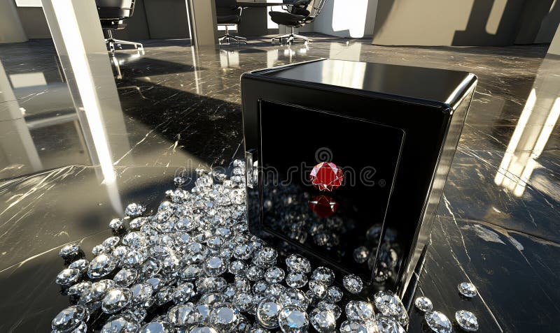 Luxury Black Safe with Diamonds and Ruby, Wealth High Quality Image ...
