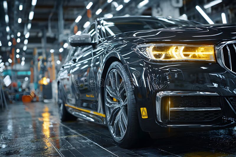 A Luxury Black Sedan in a Clean Auto Garage Stock Photo - Image of auto ...