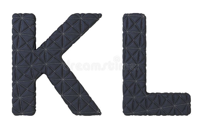 Luxury Black Stitched Leather Font K L Letters Stock Illustration ...