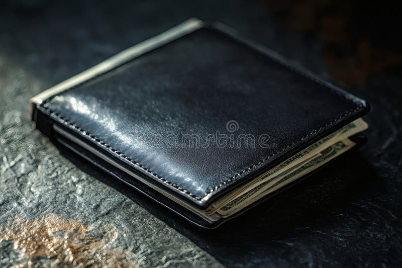 Luxury Black Wallet Resting on a Textured Surface. Generative AI Stock ...