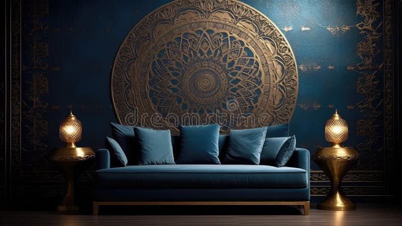 Luxury Blue and Gold Pattern Stock Illustration - Illustration of ...