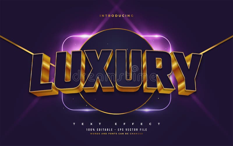 Luxury Blue and Gold Text Style with 3D Embossed Effect. Editable Text ...