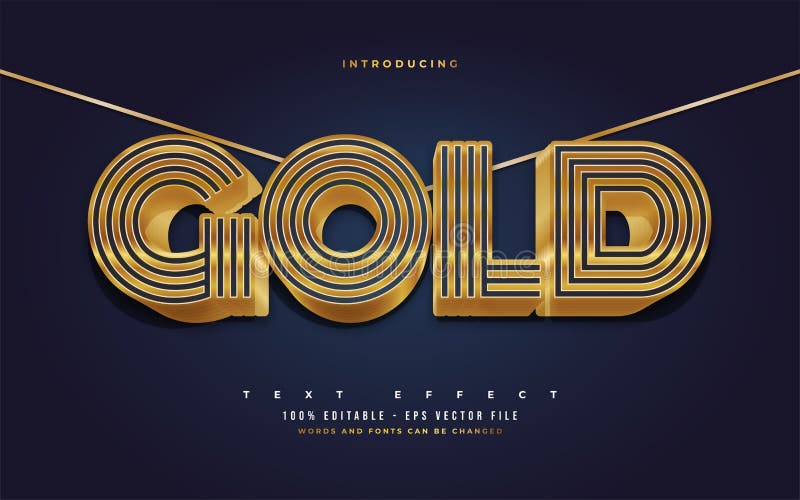 Luxury Blue and Gold Text Style with 3D Embossed Effect. Editable Text ...