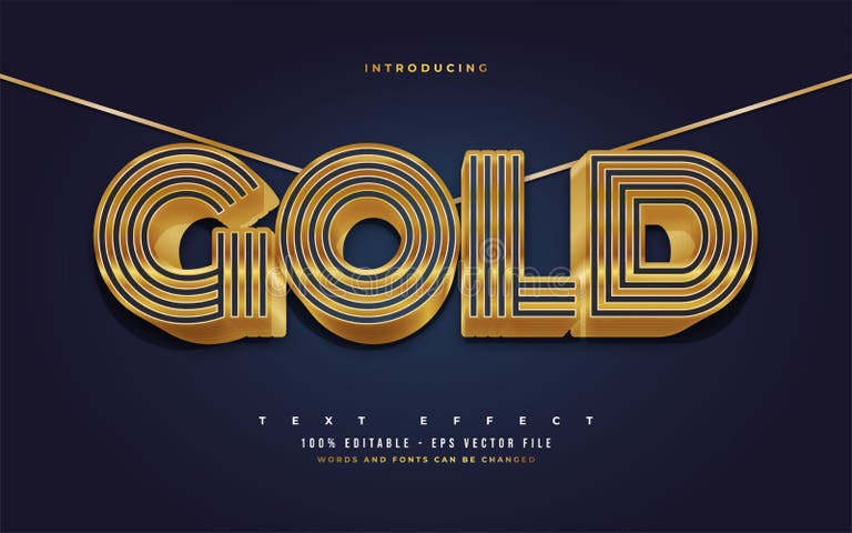 Luxury Blue and Gold Text Style with 3D Embossed Effect. Editable Text ...