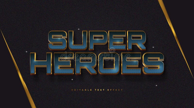 Luxury Blue and Gold Text Style with 3D Embossed Effect Stock Vector ...