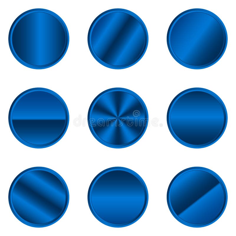 Luxury Blue Metal Circle Button. Blue Metal Circle. Realistic Metal ...