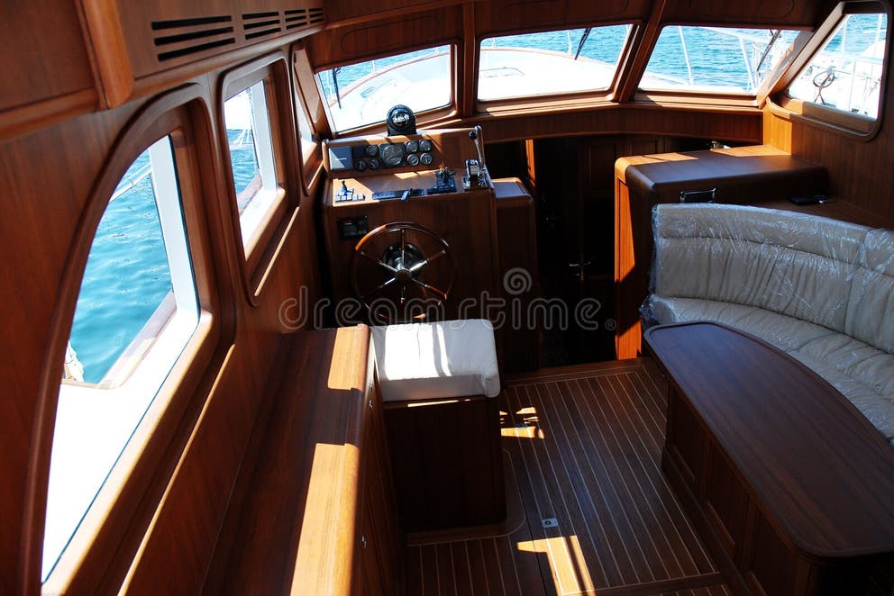 Luxury boat interior stock photo. Image of cushion, teak - 5223818