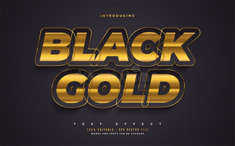 Luxury Bold Black and Gold Text Style with Embossed Effect. Editable ...
