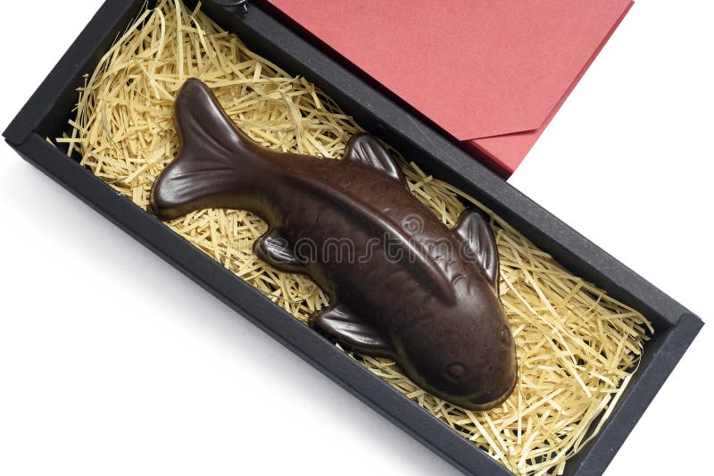 Luxury Box with Chocolate Fish, Chocolate Product. Stock Photo - Image ...