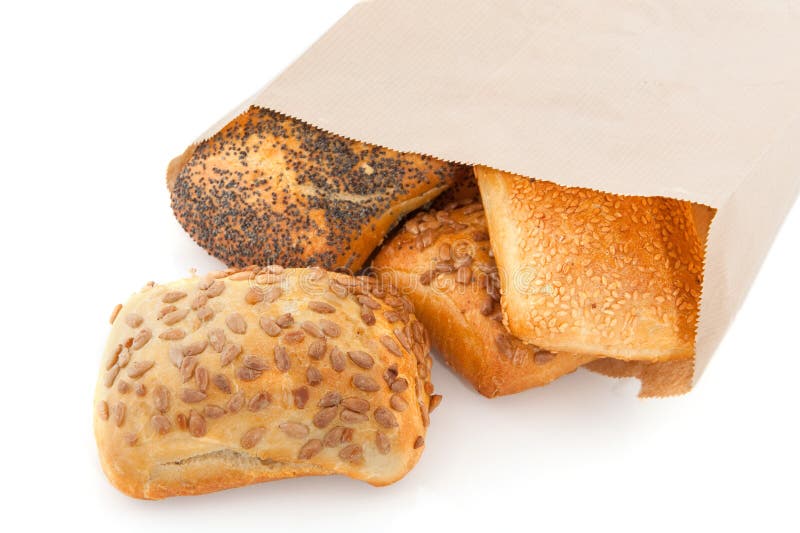 Luxury Bread Rolls in Paper Bag Stock Image - Image of fallen, full ...