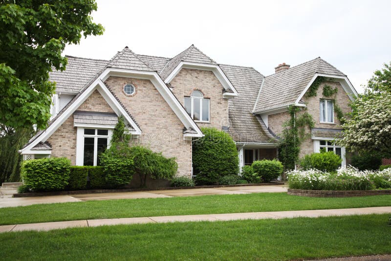Luxury Brick House stock photo. Image of lawn, real, foreclosure - 19727960