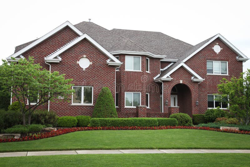 Luxury Brick House stock photo. Image of family, sell - 19763314