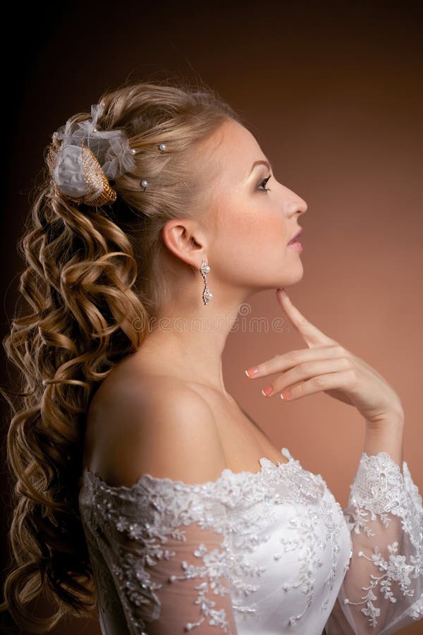 Beautiful Bride Posing Dramatic in the Studio Stock Photo - Image of ...