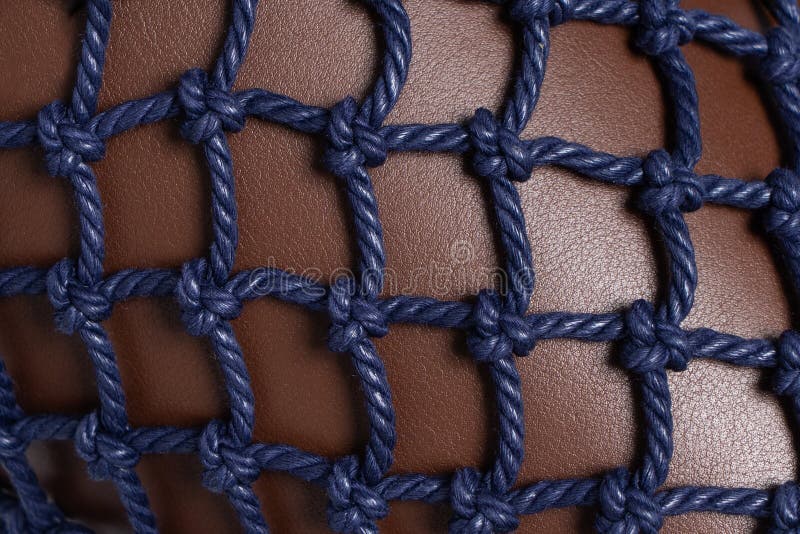 Luxury Brown Leather Covered with Blue Rope Net. Beautiful Background ...