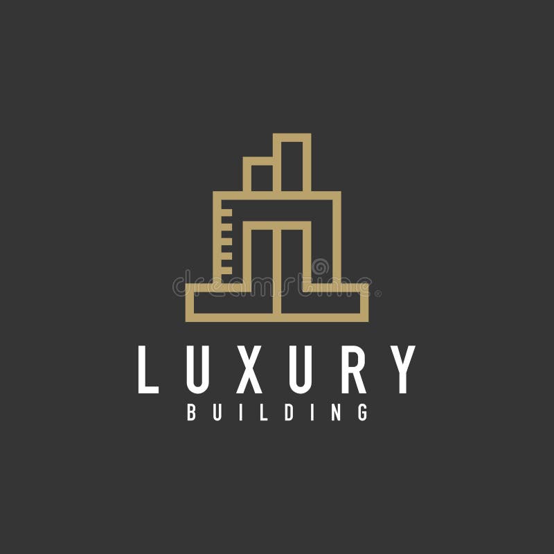 Luxury Building Logo Design with Gold Color Stock Vector - Illustration ...