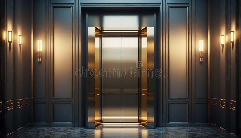 Luxury Building Entrance Elevator Doors, Generative AI Stock ...