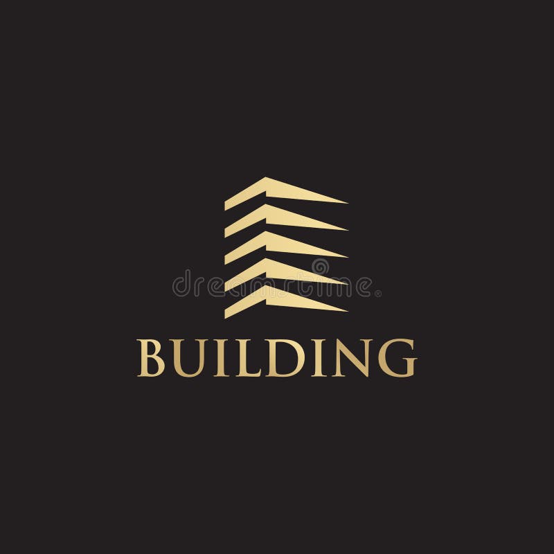 Luxury Building Logo Design with Gold Color Stock Vector - Illustration ...