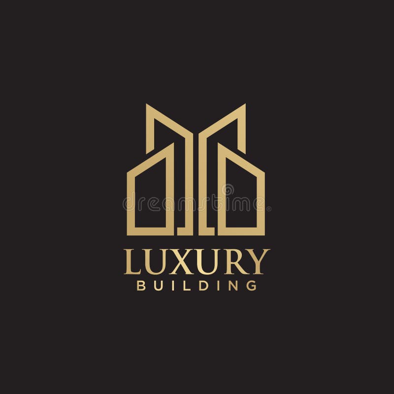 Luxury Building Logo Design with Gold Color Stock Vector - Illustration ...
