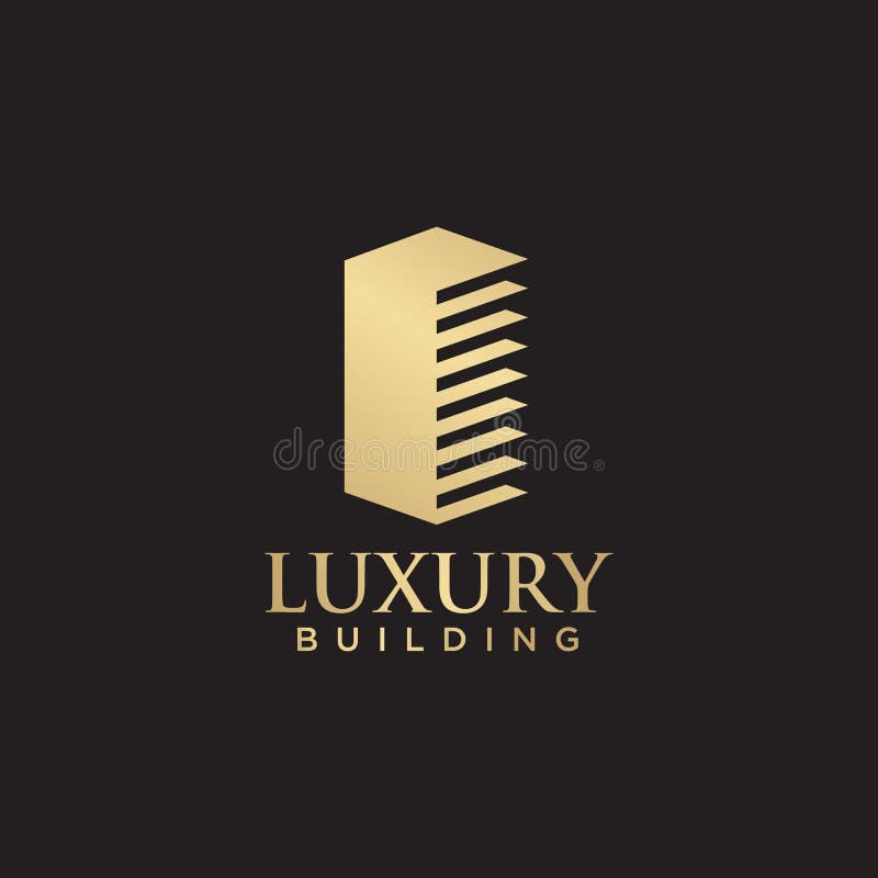 Luxury Building Logo Design with Gold Color Stock Vector - Illustration ...