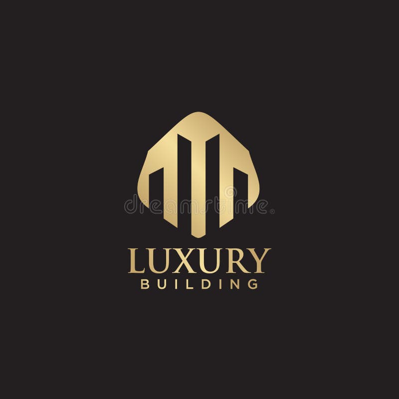 Luxury Building Logo Design with Gold Color Stock Vector - Illustration ...