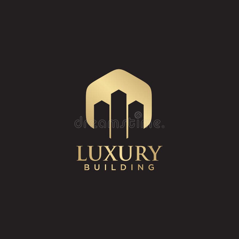 Luxury Building Logo Design with Gold Color Stock Vector - Illustration ...