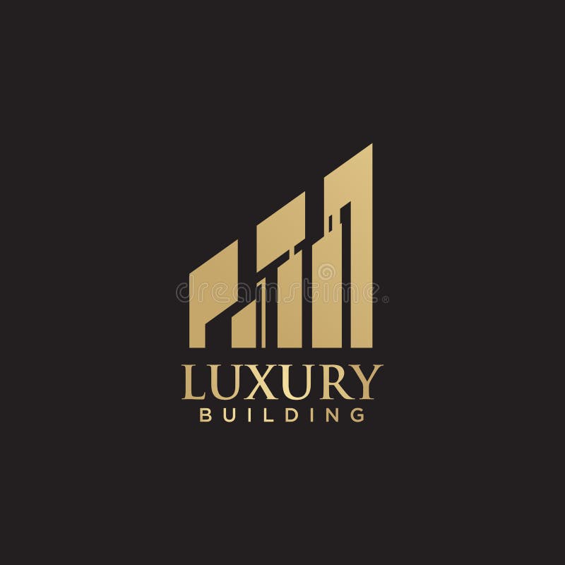 Luxury Building Logo Design with Golden Color Stock Vector ...