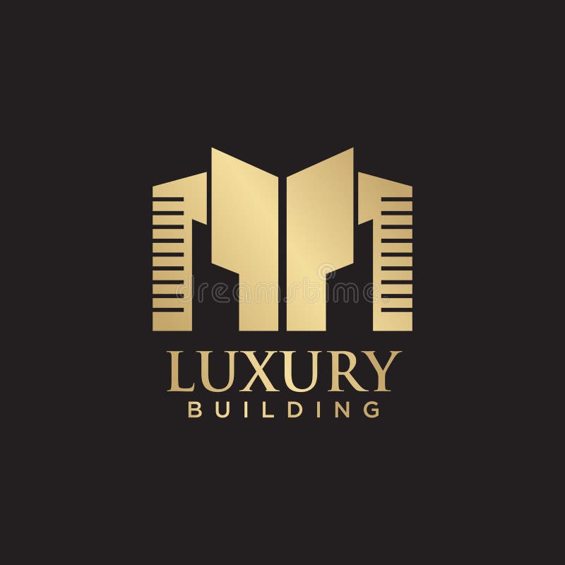 Luxury Building Logo Design with Golden Color Stock Vector ...
