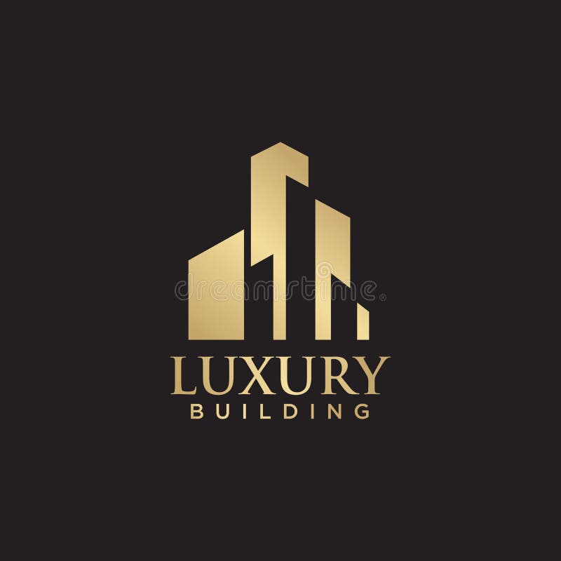 Luxury Building Logo Design with Golden Color Stock Vector ...
