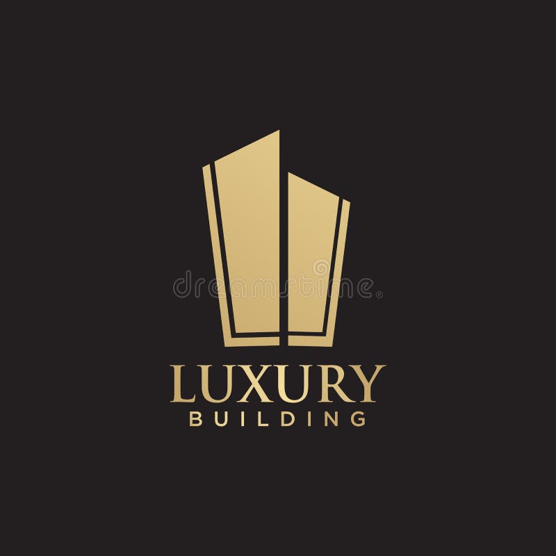 Luxury Building Logo Design with Golden Color Stock Vector ...
