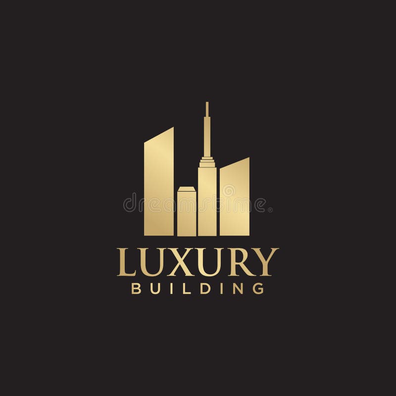 Luxury Building Logo Design with Golden Color Stock Vector ...