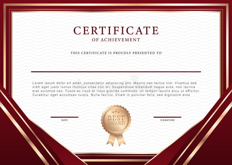 Luxury Burgundy Certificate Template with Golden Elements and Frame ...