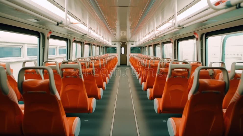 Luxury Bus Interior with Rows of Comfortable Seats Stock Illustration ...