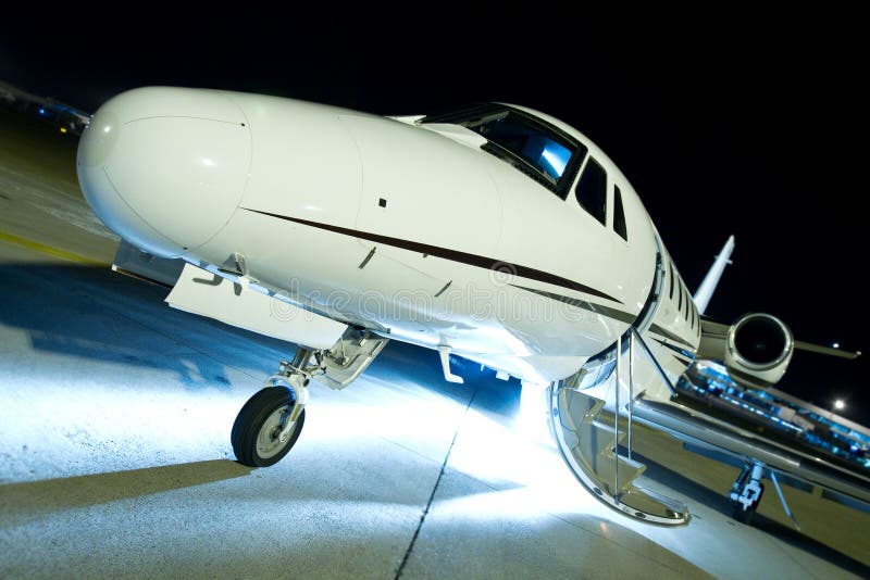 Luxury Business Jet on a Runaway Stock Photo - Image of stairs, travel ...